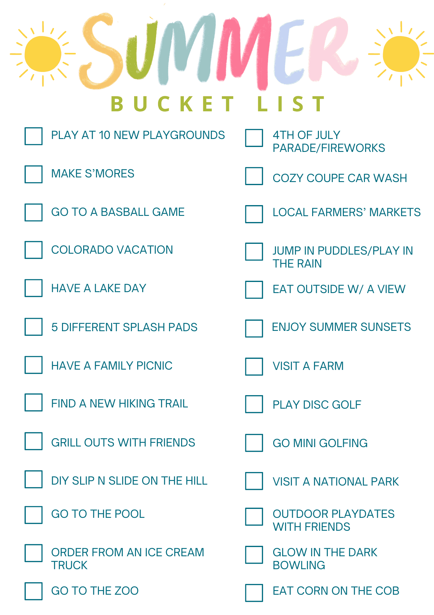 75 Summer Bucket List Ideas for Families with Young Kids - On The Go Fam